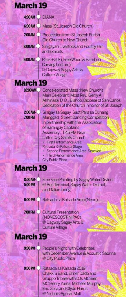 SINIGAYAN FESTIVAL SCHEDULE OF ACTIVITIES